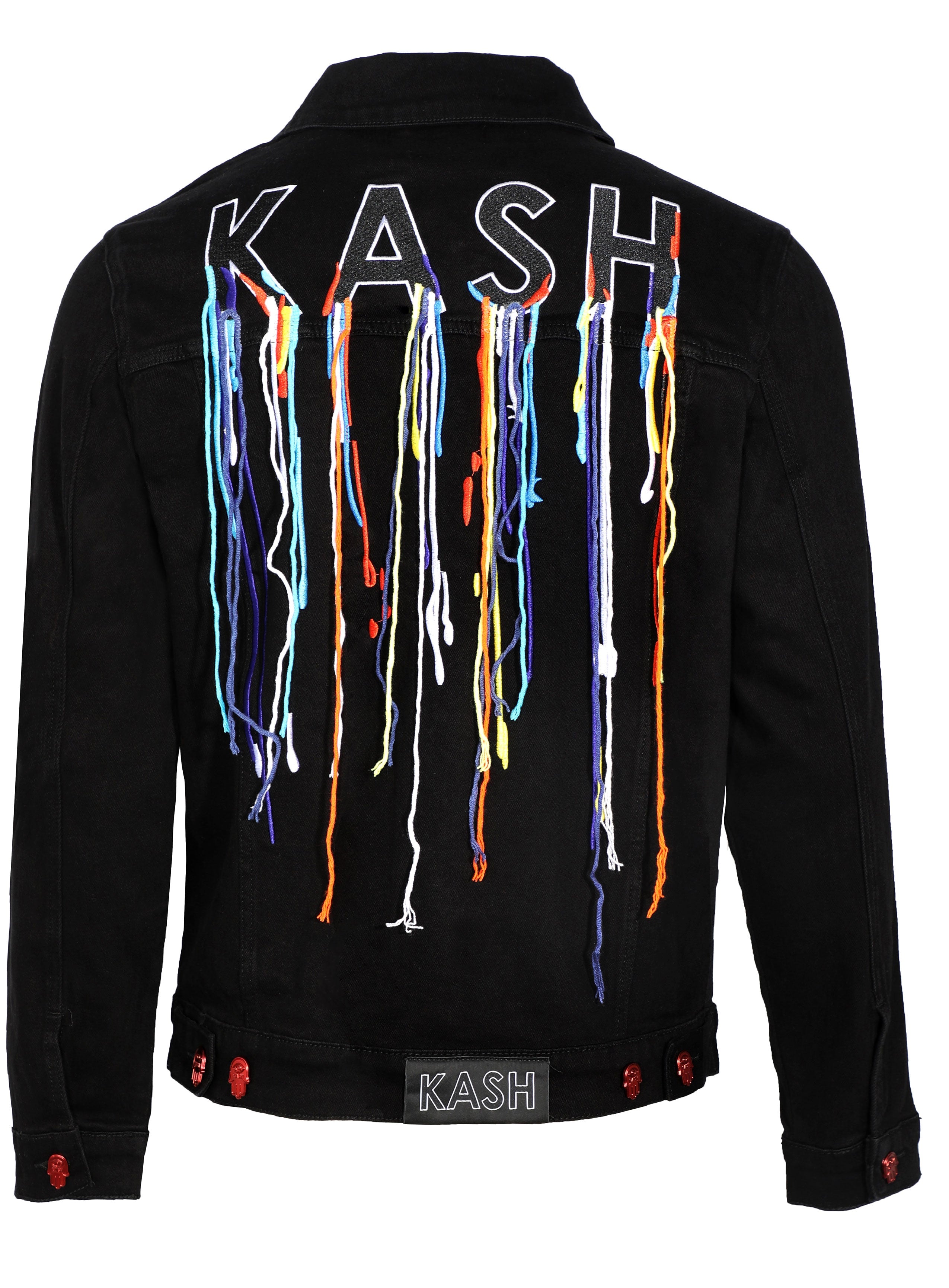 Kash Denim Jacket W/Multicolor Strings- Black – KASHPARIS